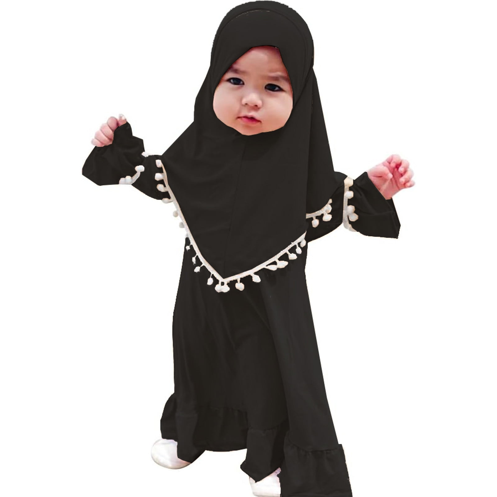 REDARER Girl Dress with Hijab for Baby Girls Prayer Dress Clothes Long ...