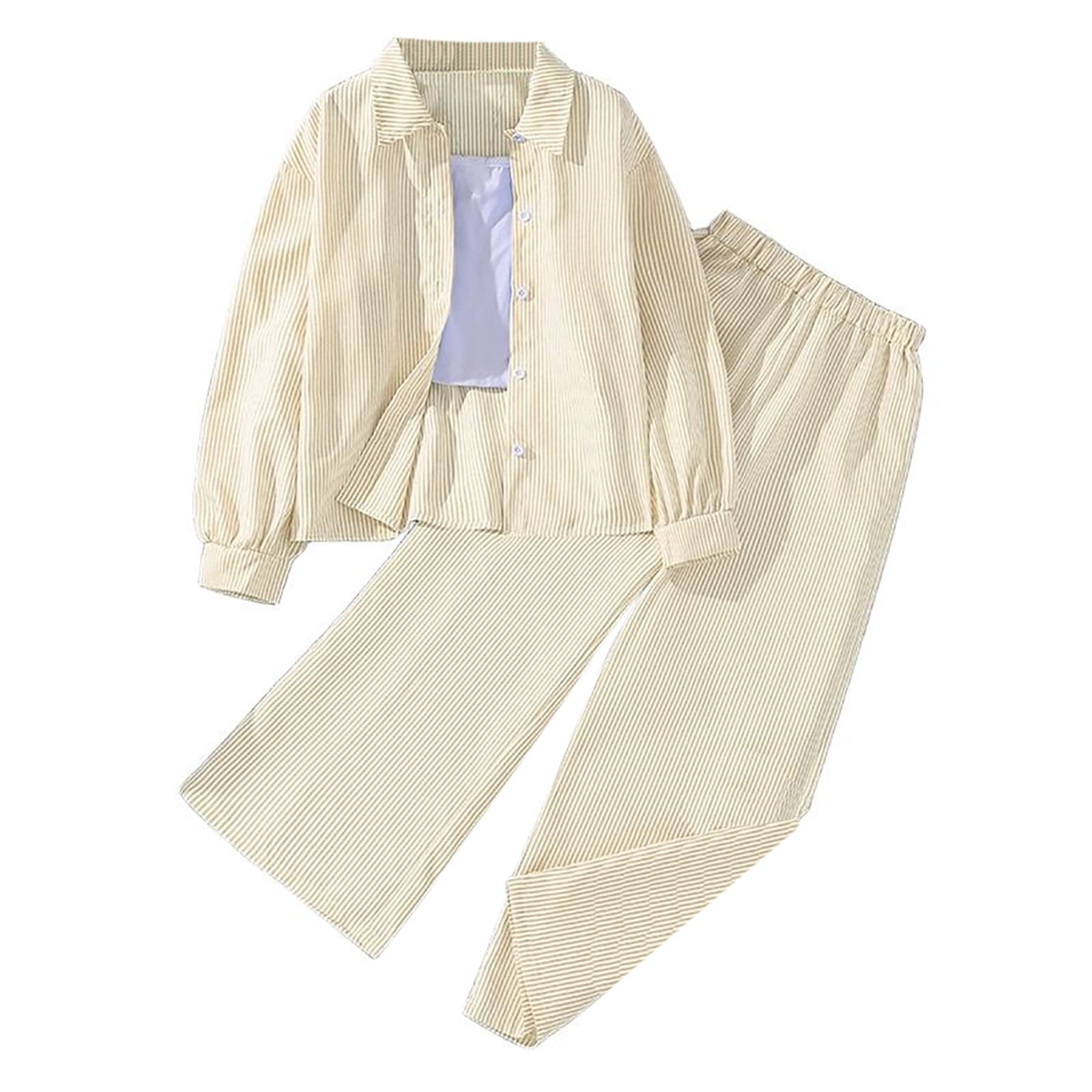 REDARER Girls 2-Piece Outfit - Striped Long Sleeve Set, Soft Cotton ...