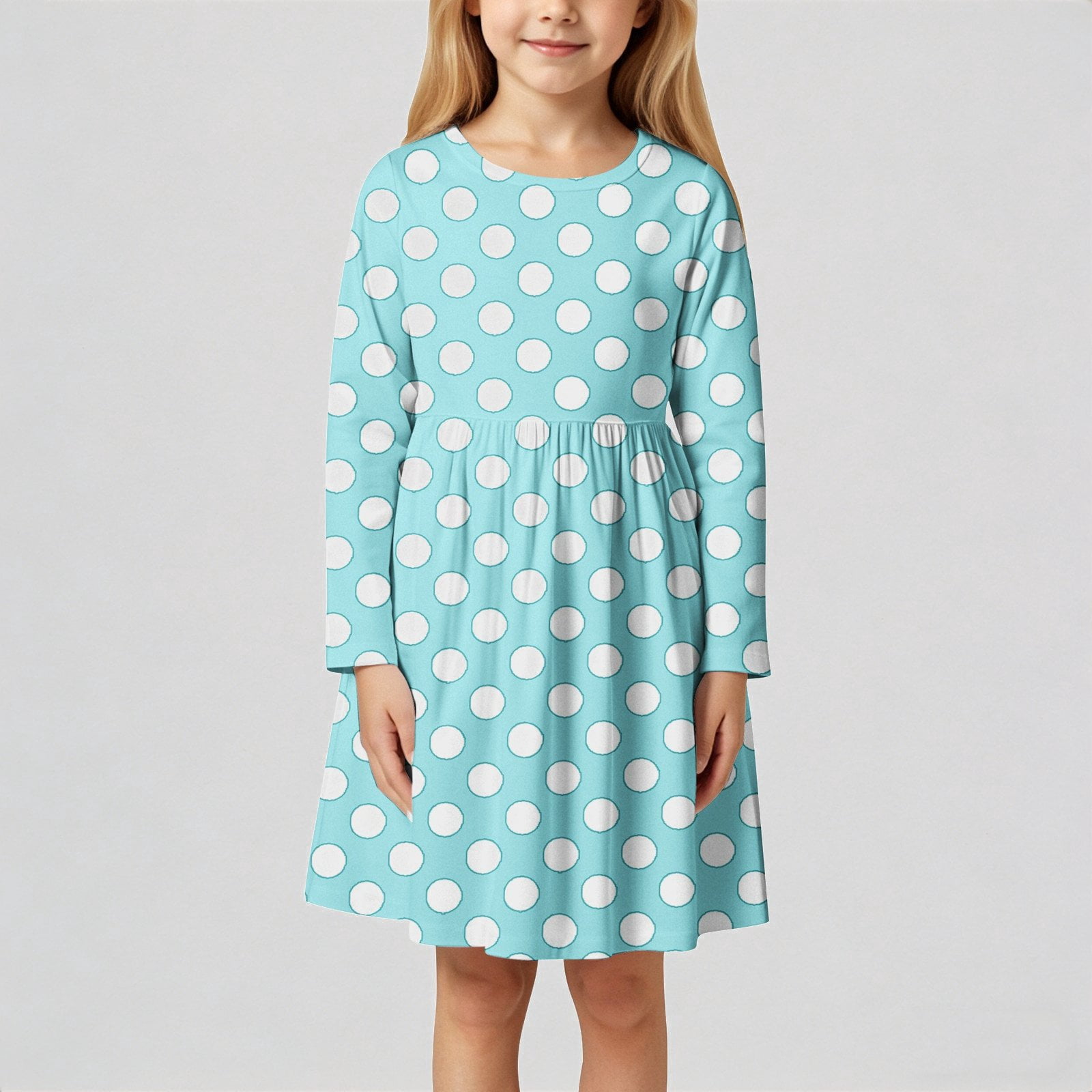 REDARER Girls Long Sleeve Polka Dot Dress with Elastic Waist Casual ...