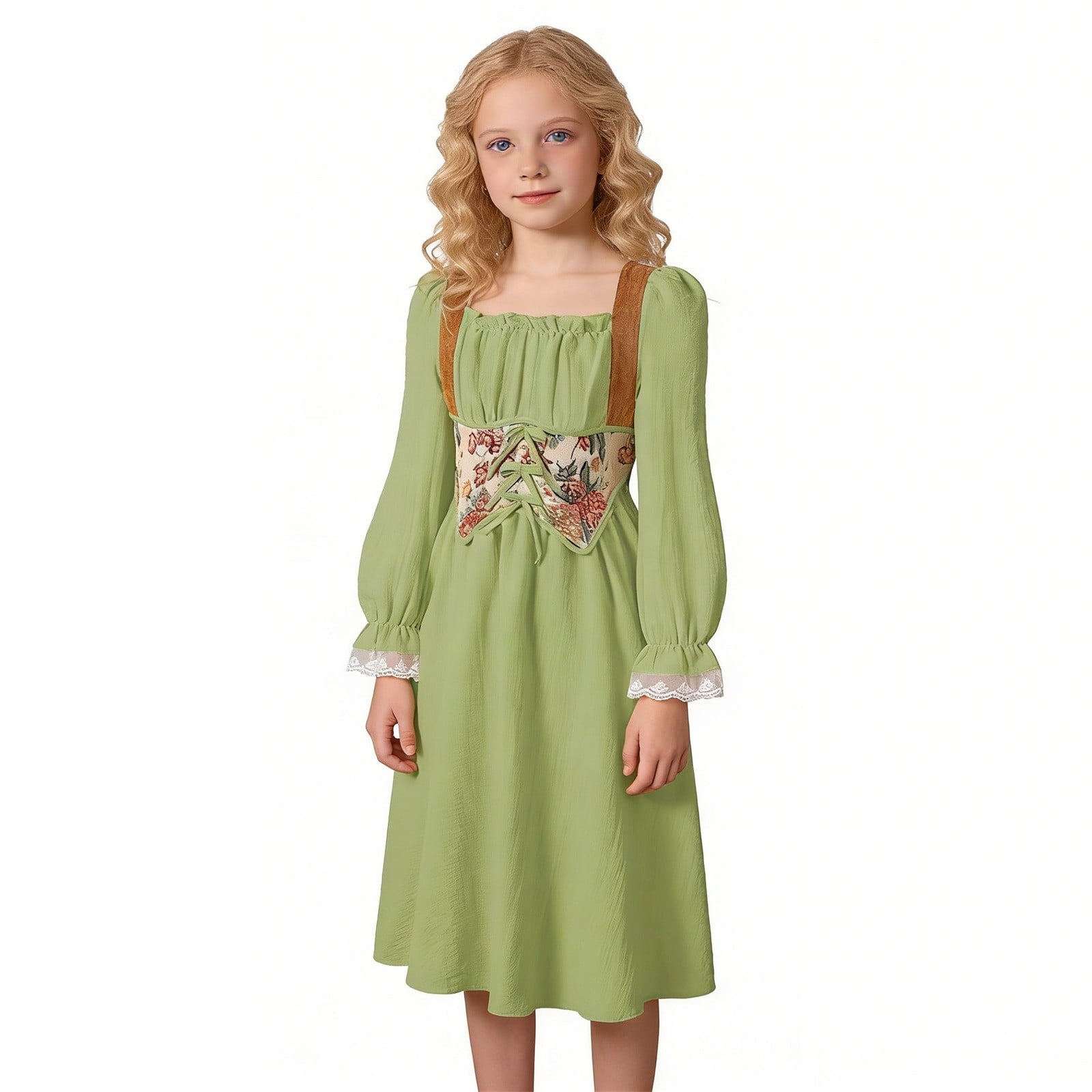 REDARER Girls Medieval French Court Dress Long Sleeve Elegant Party ...