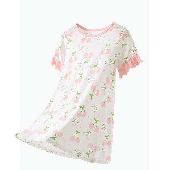 REDARER Girls Princess Style Cotton Knit Pajama Set Short Sleeve ...