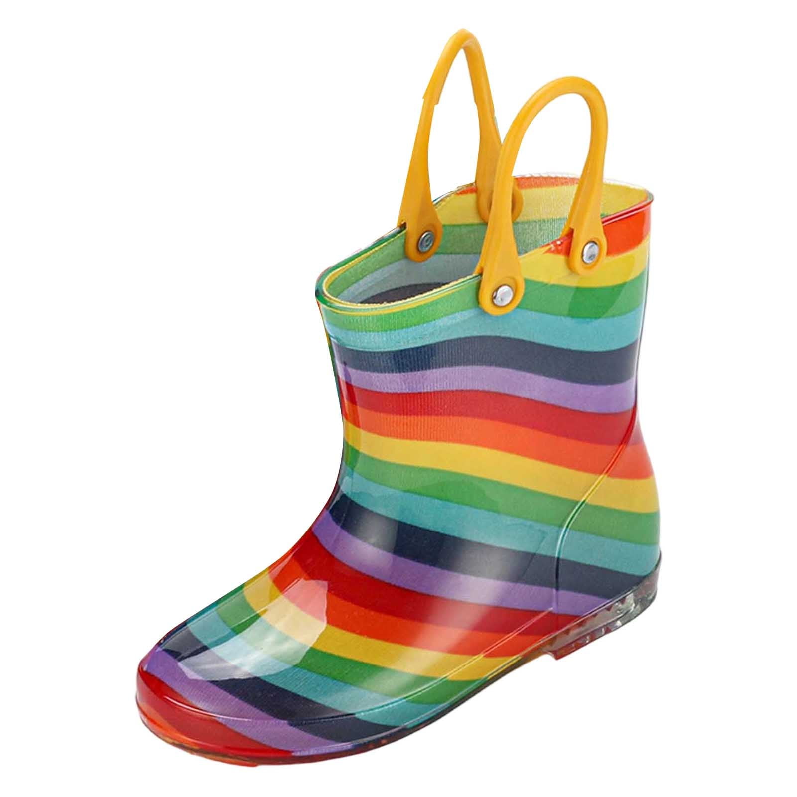 REDARER Girls Rain Boots with Handles, Waterproof Floral Design Shoes ...