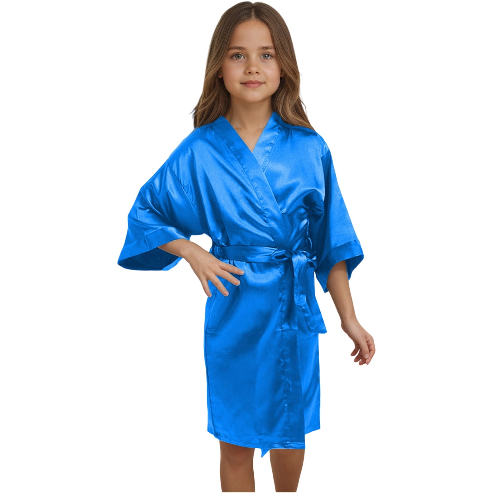 REDARER Girls' Satin Kimono Robe, Silk Half-Sleeve Bathrobe for Spa ...