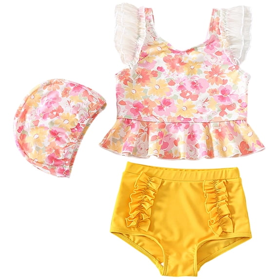 REDARER Girls Swimwear 2 Piece Set Floral Print Bikini Summer Outfit ...