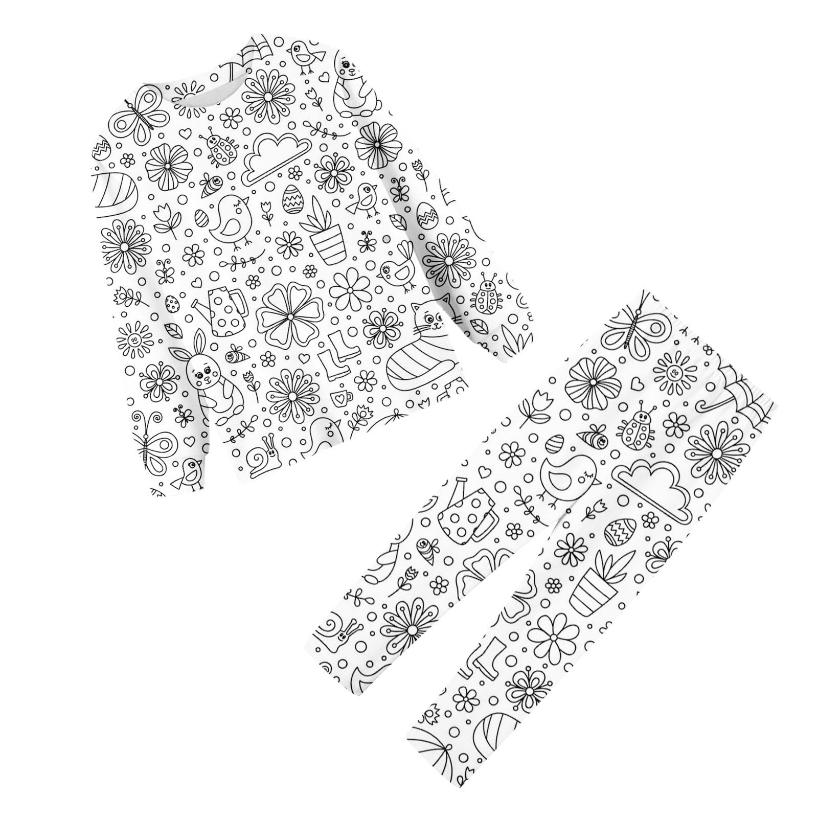 REDARER Kids DIY Pajama Set - Hand-Painted Sketch & Color Sleepwear ...