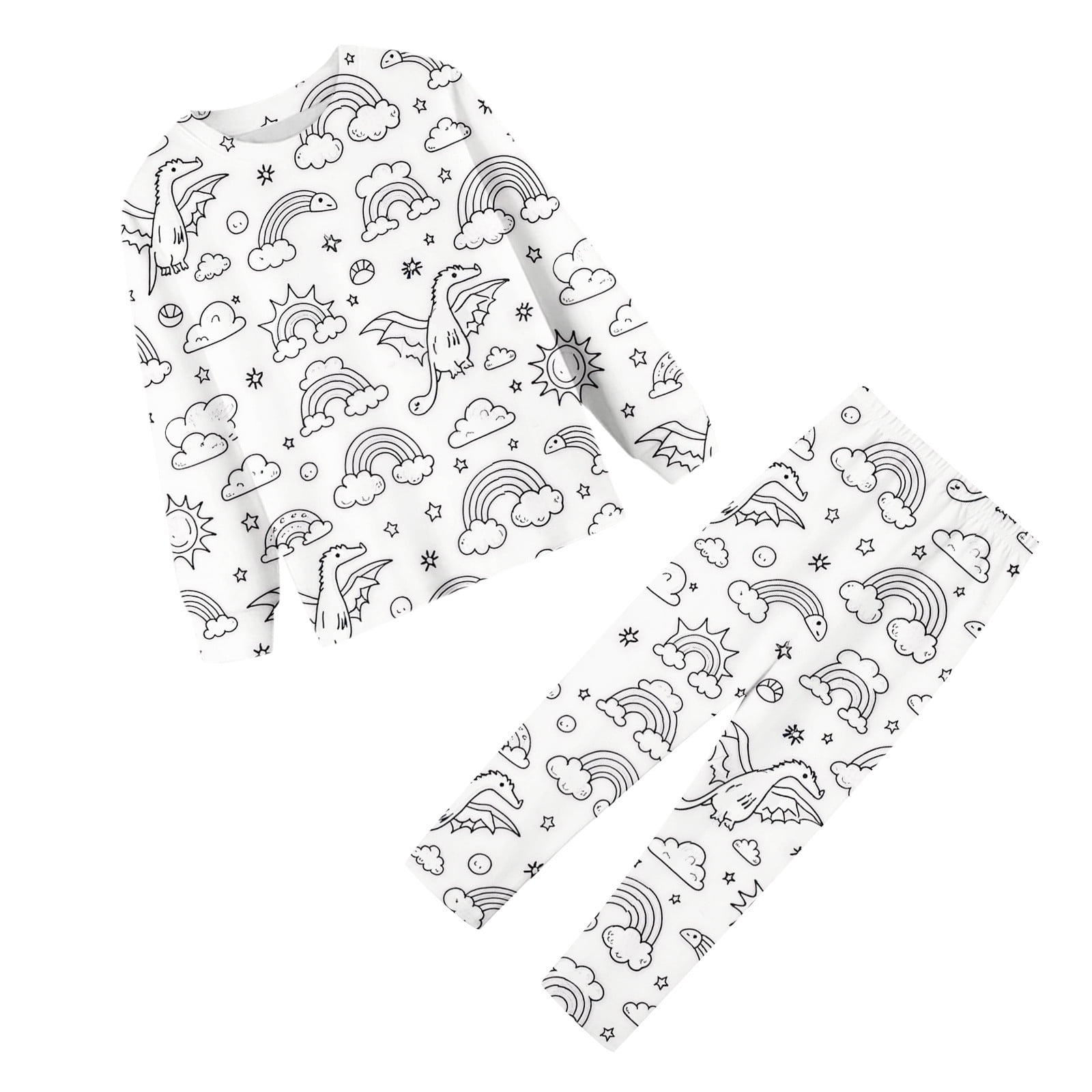 REDARER Kids DIY Pajama Set - Hand-Painted Sketch & Color Sleepwear ...