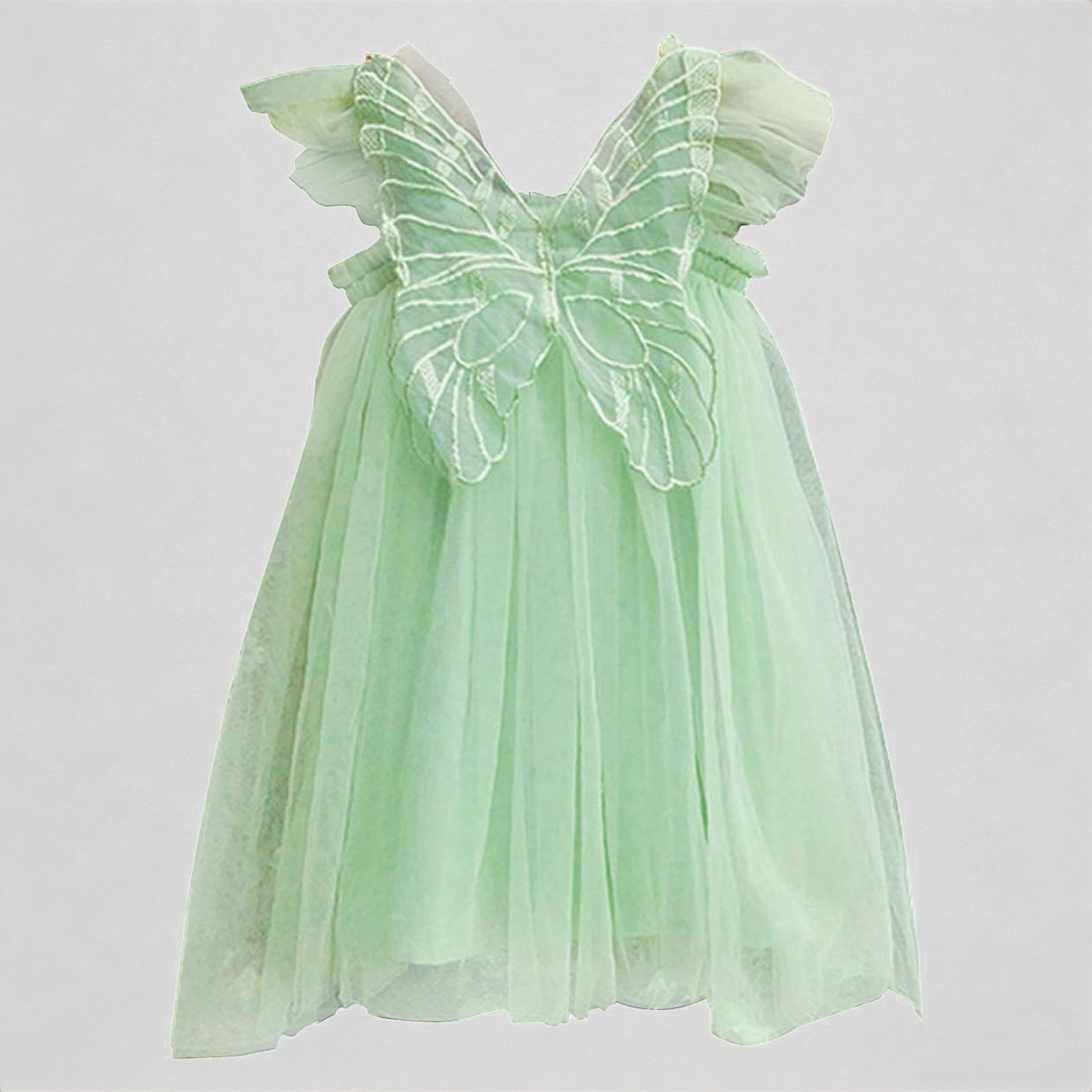 REDARER Toddler Girls' Butterfly Wing Tulle Dress, Flutter Fly Sleeve ...