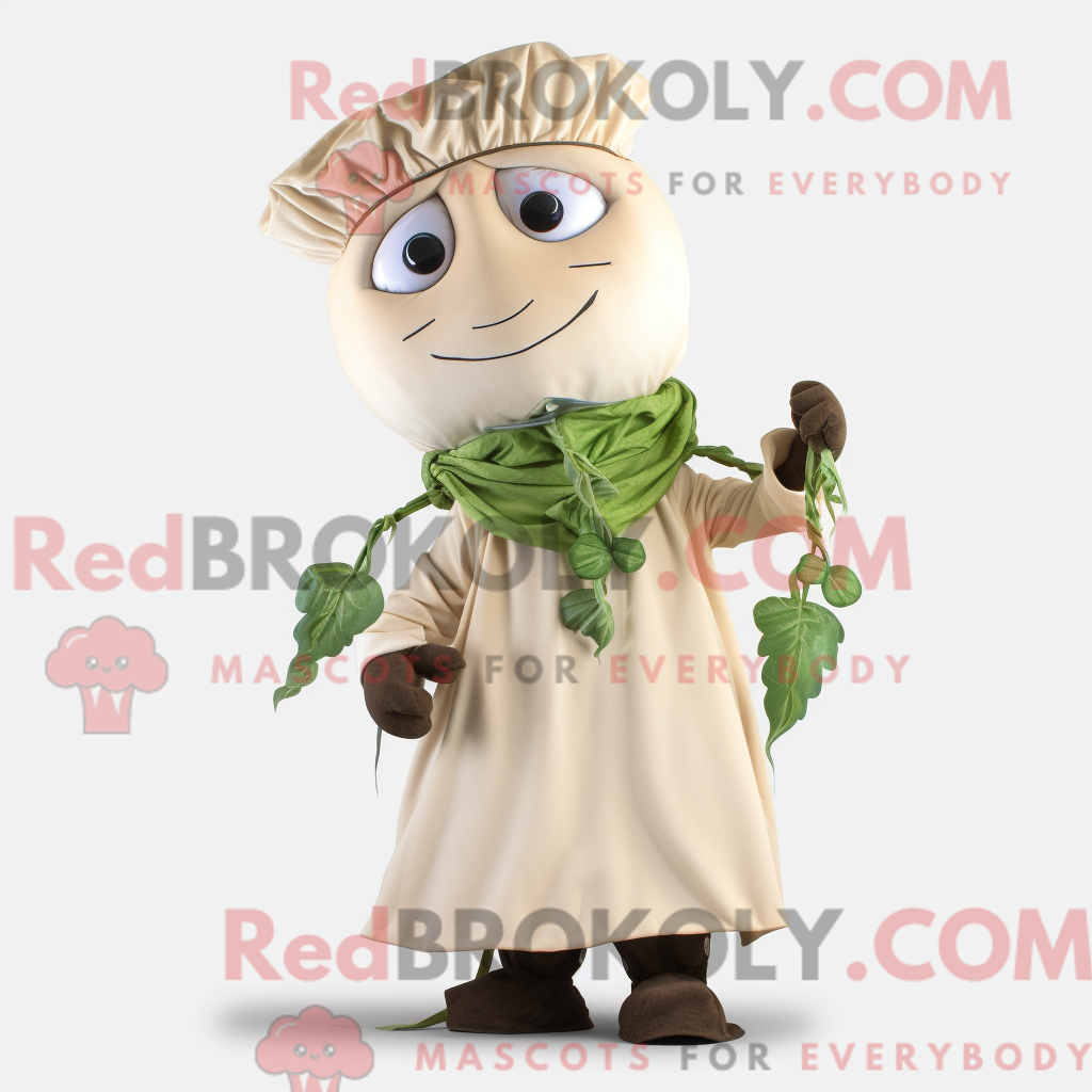 REDBROKOLY mascot character of a Beige Beanstalk dressed with a Dress ...