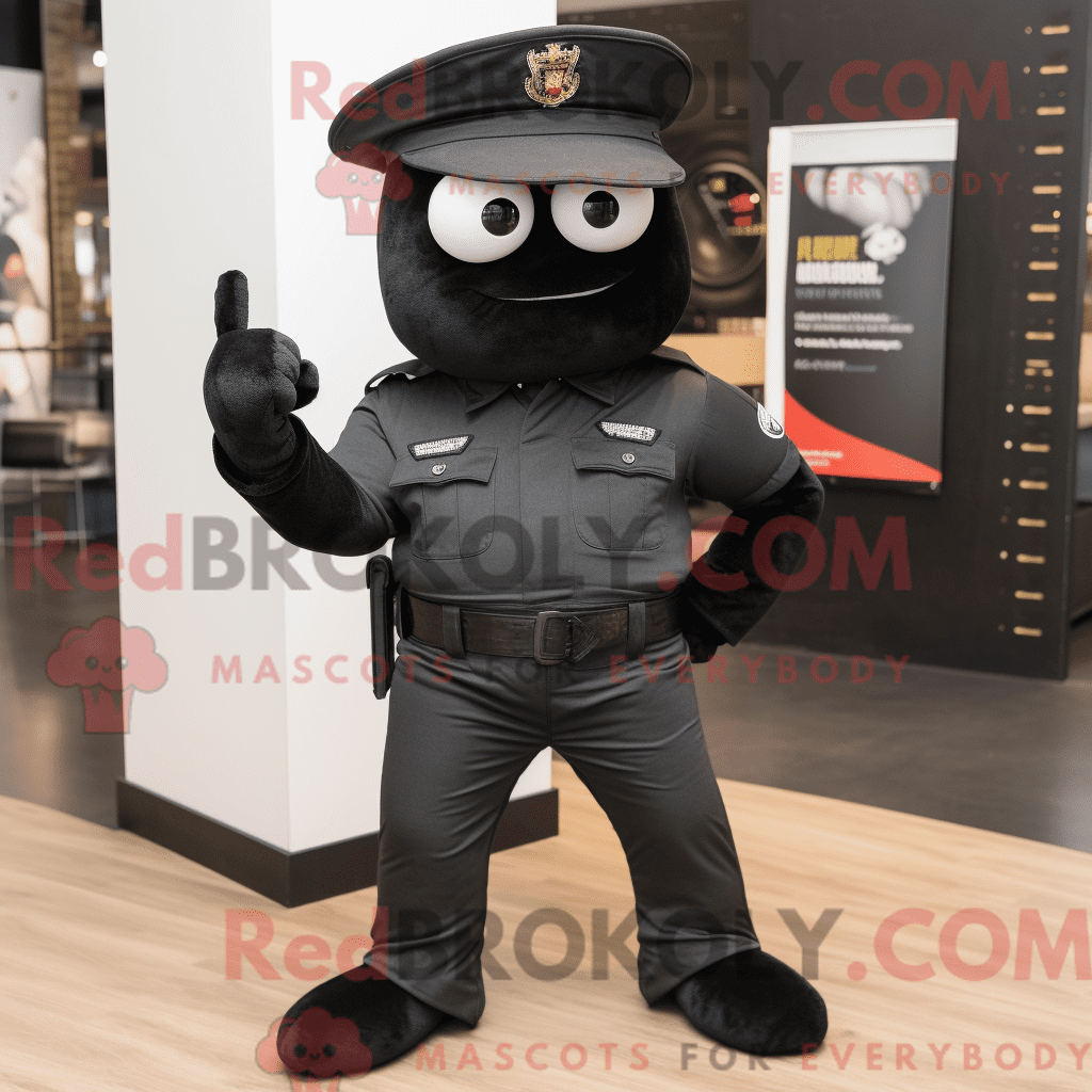 REDBROKOLY mascot character of a Black Para Commando dressed with a ...