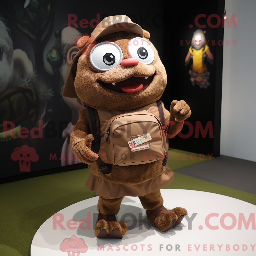 REDBROKOLY mascot character of a Brown Pho dressed with a Skirt and ...