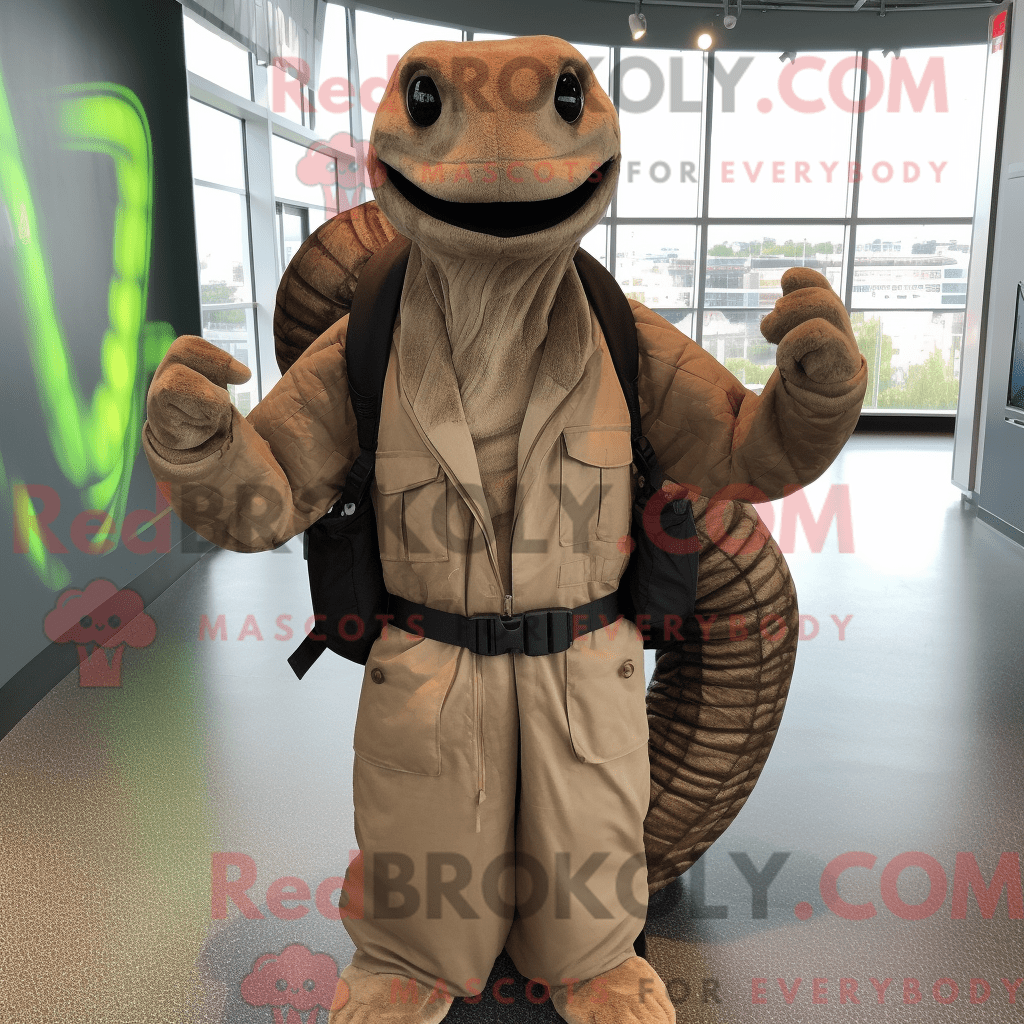 REDBROKOLY mascot character of a Brown Titanoboa dressed with a Suit ...