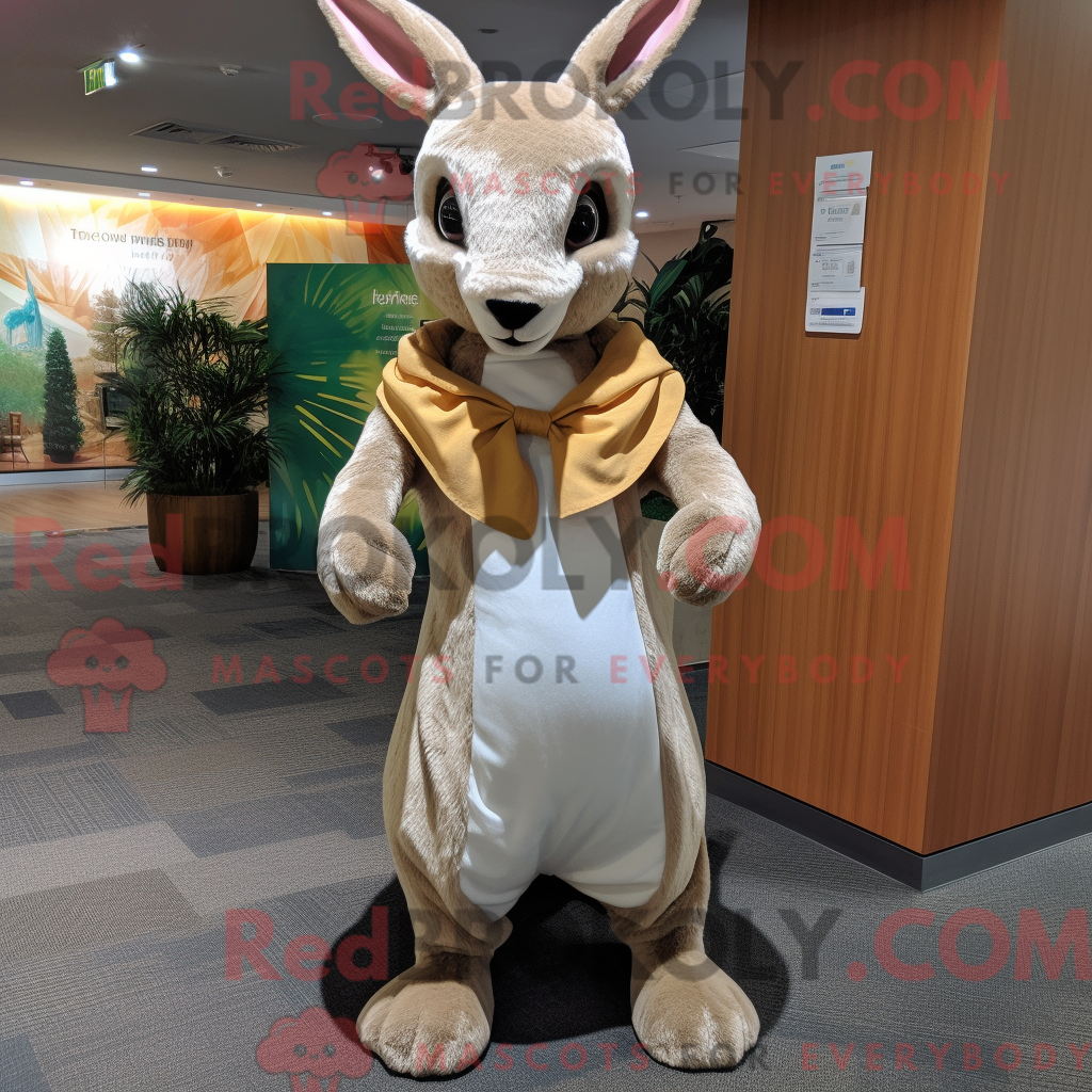 REDBROKOLY mascot character of a Cream Kangaroo dressed with a Skinny ...
