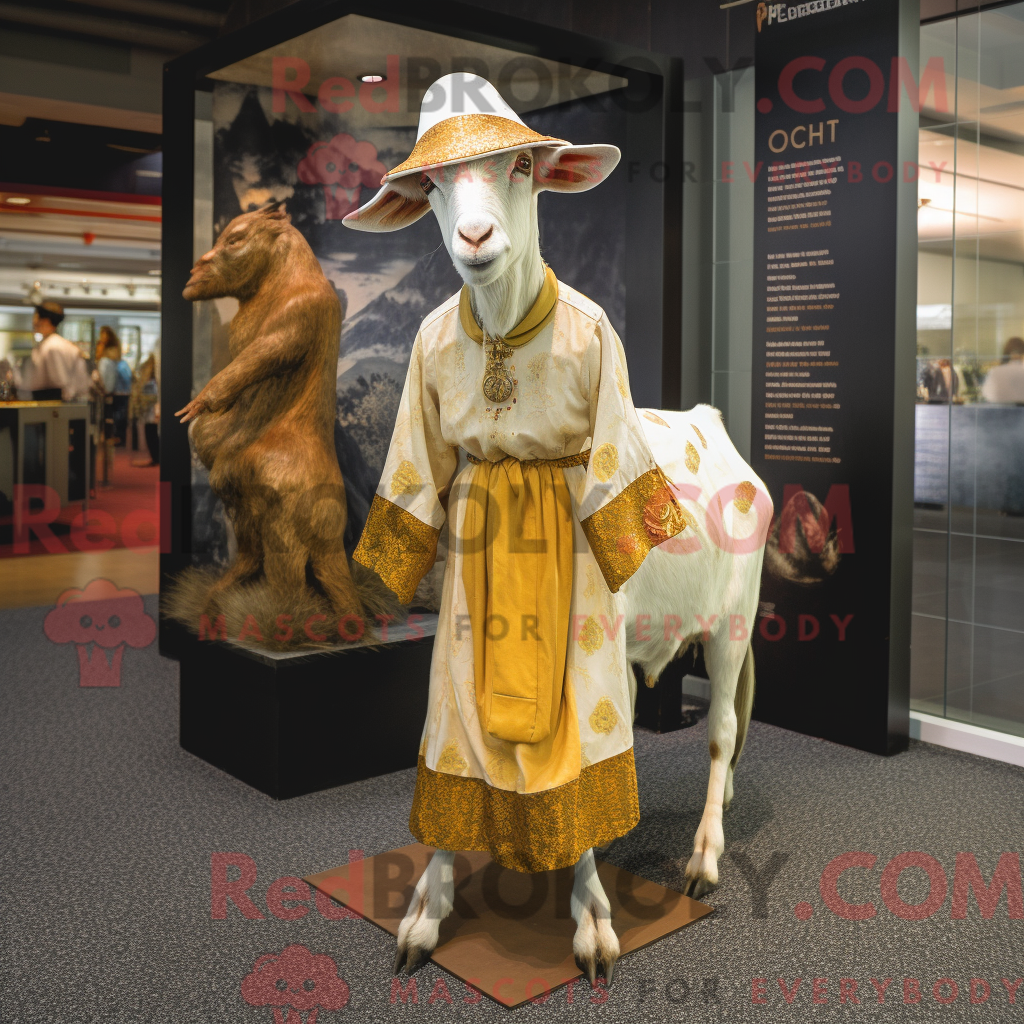 REDBROKOLY mascot character of a Gold Boer Goat dressed with a Maxi Dress and Hats - Walmart.com