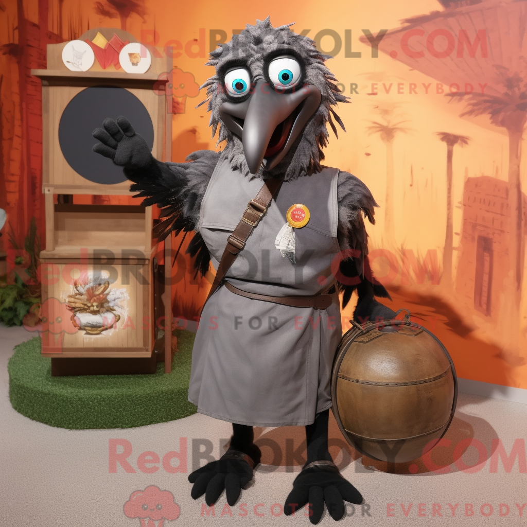 REDBROKOLY mascot character of a Gray Crow dressed with a Tank Top and ...