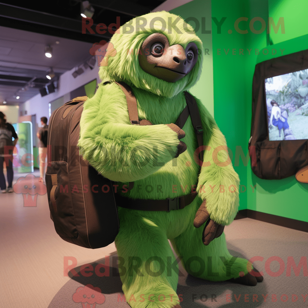 REDBROKOLY mascot character of a Green Giant Sloth dressed with a ...
