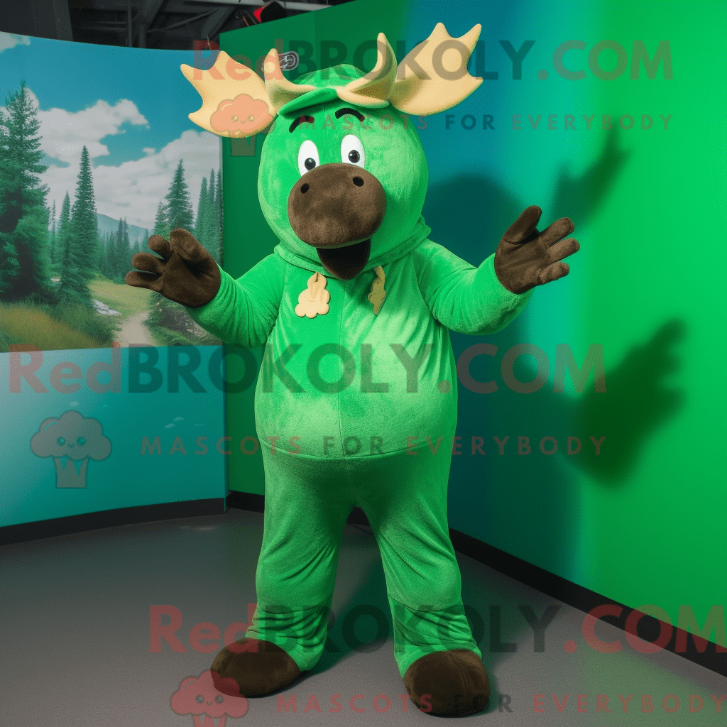 REDBROKOLY mascot character of a Green Moose dressed with a Romper and ...