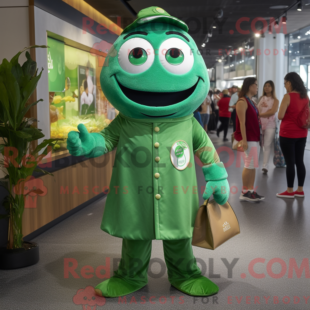 REDBROKOLY mascot character of a Green Pho dressed with a Henley Shirt ...