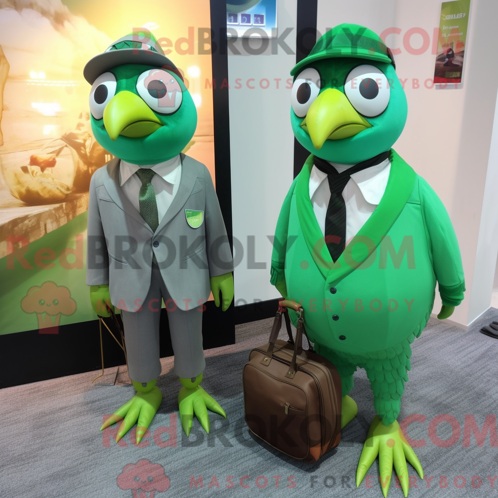 REDBROKOLY mascot character of a Green Quail dressed with a Suit and ...