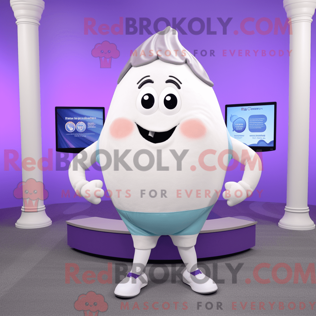 REDBROKOLY mascot character of a Lavender Clam Chowder dressed with a ...