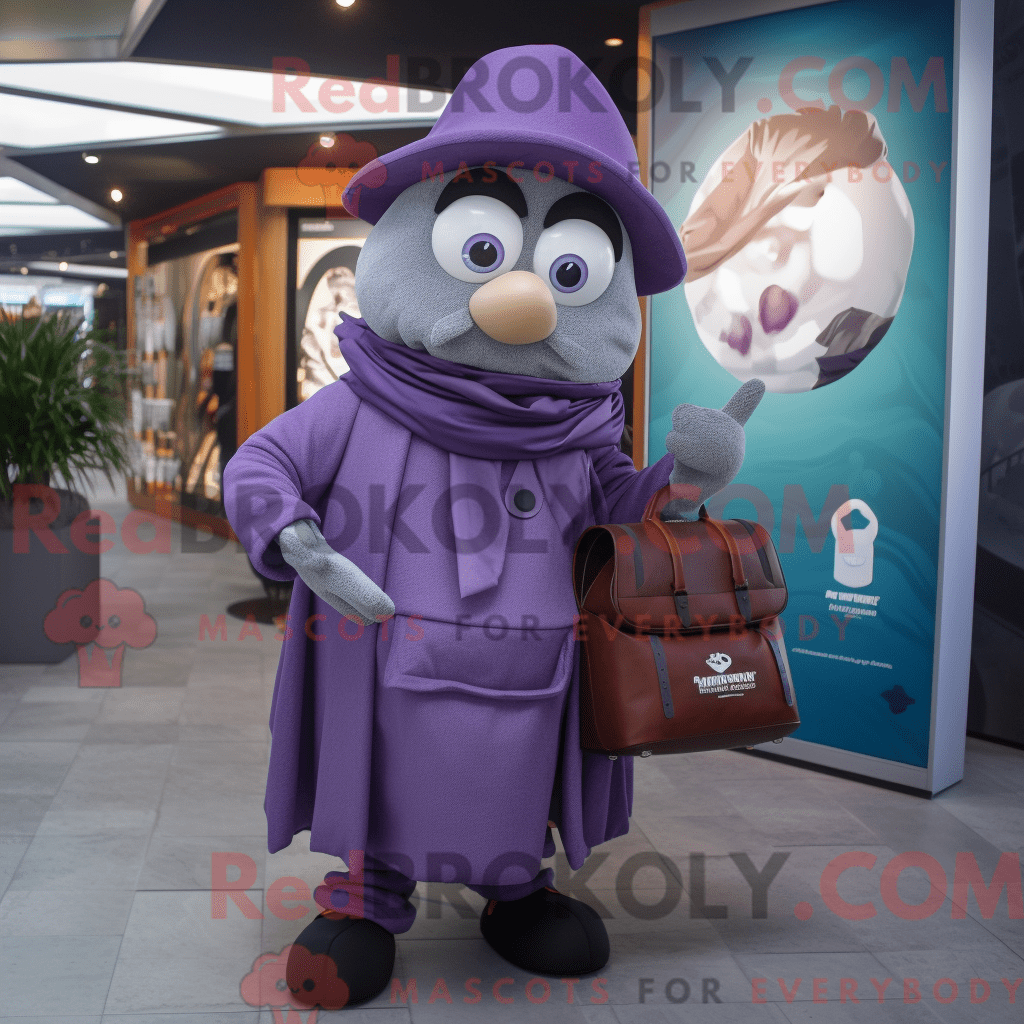 REDBROKOLY mascot character of a Lavender Guinness dressed with a Coat ...