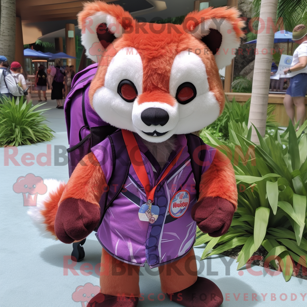 REDBROKOLY mascot character of a Lavender Red Panda dressed with a ...