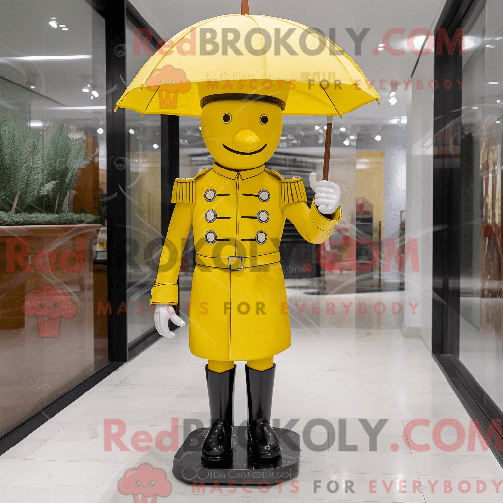 REDBROKOLY mascot character of a Lemon Yellow British Royal Guard ...