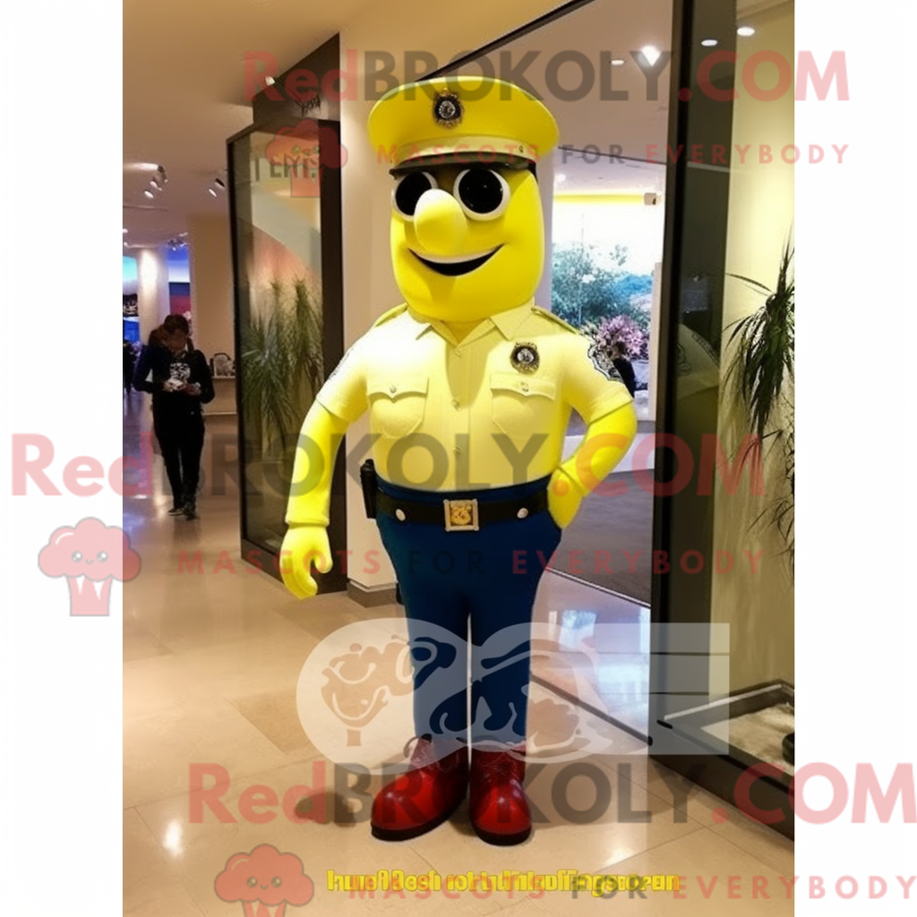 REDBROKOLY mascot character of a Lemon Yellow Police Officer dressed ...