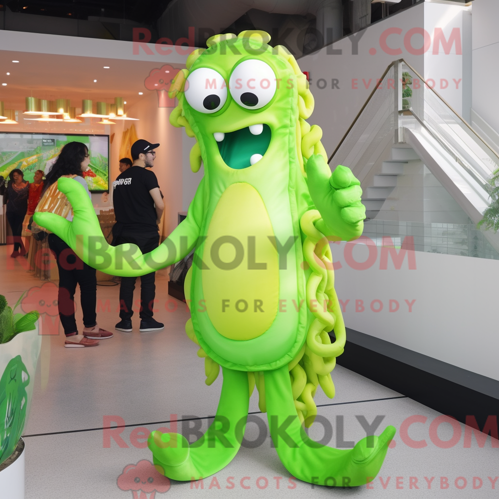 REDBROKOLY mascot character of a Lime Green Fried Calamari dressed with ...