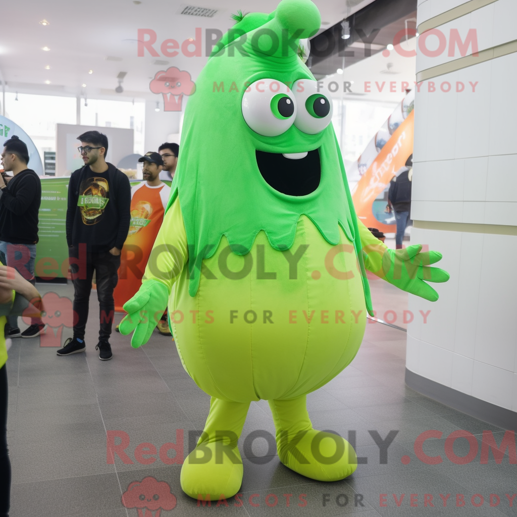 REDBROKOLY mascot character of a Lime Green Fried Calamari dressed with ...