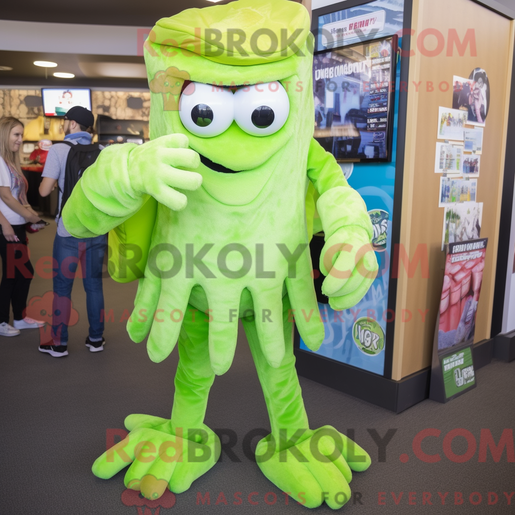 REDBROKOLY mascot character of a Lime Green Fried Calamari dressed with ...
