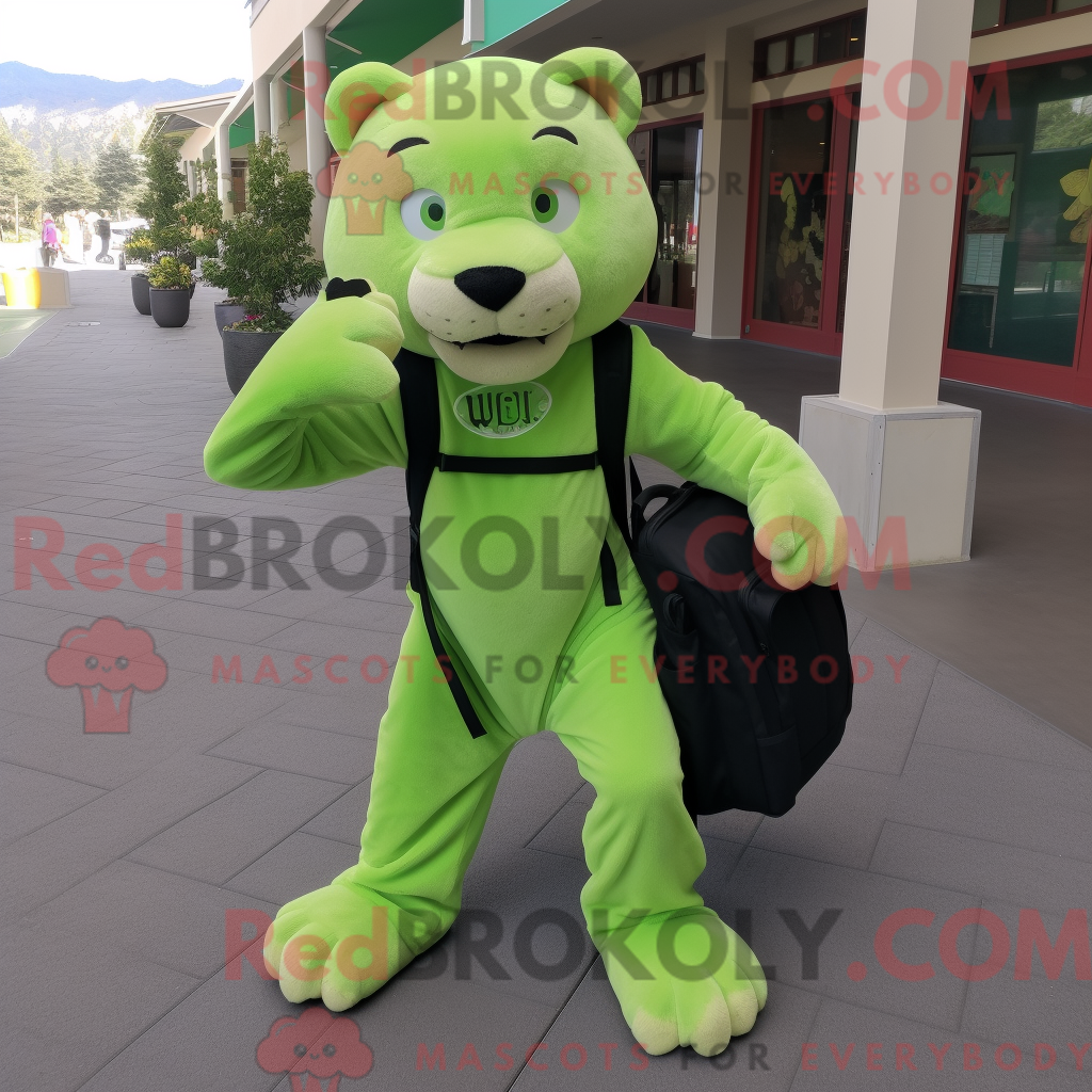 REDBROKOLY mascot character of a Lime Green Mountain Lion dressed with ...