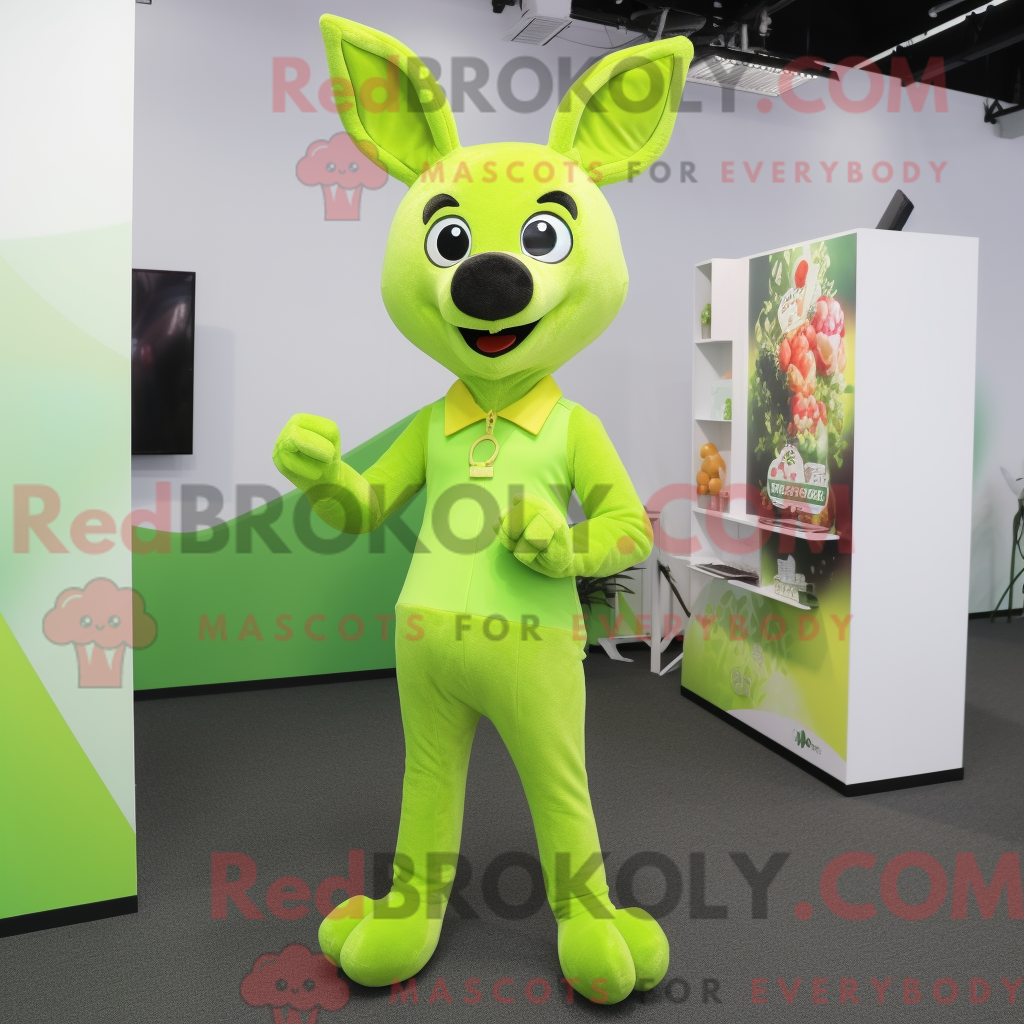 REDBROKOLY mascot character of a Lime Green Roe Deer dressed with a ...