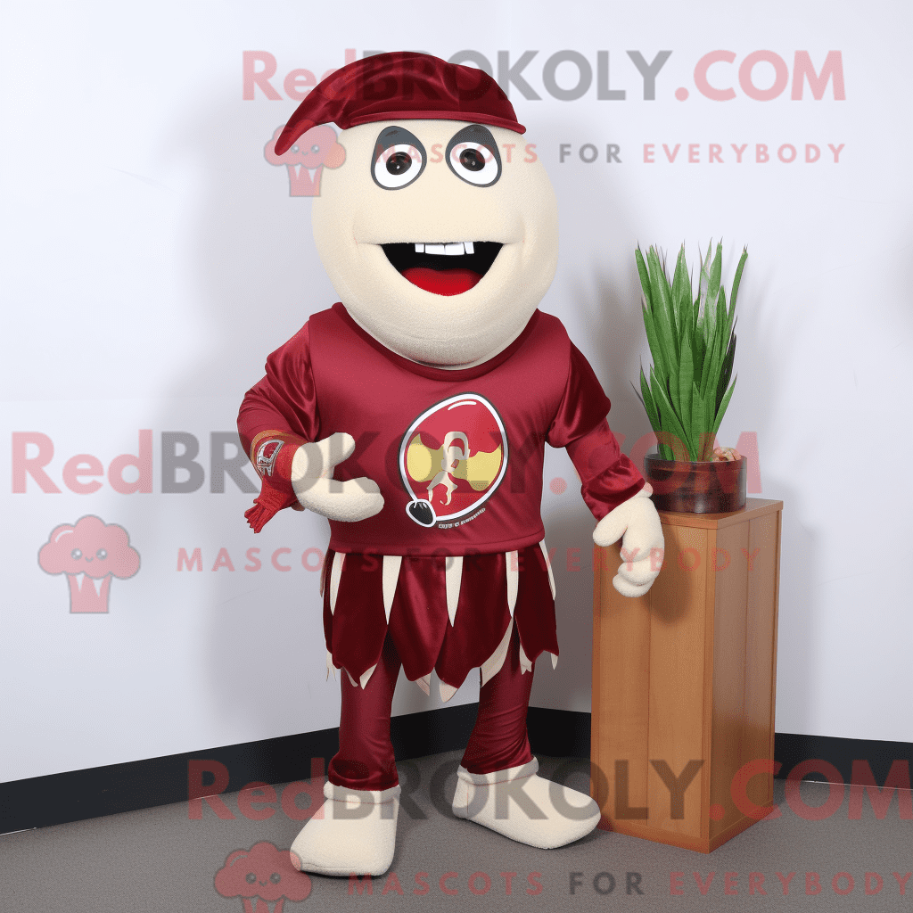 REDBROKOLY mascot character of a Maroon Pepper dressed with a Rugby ...