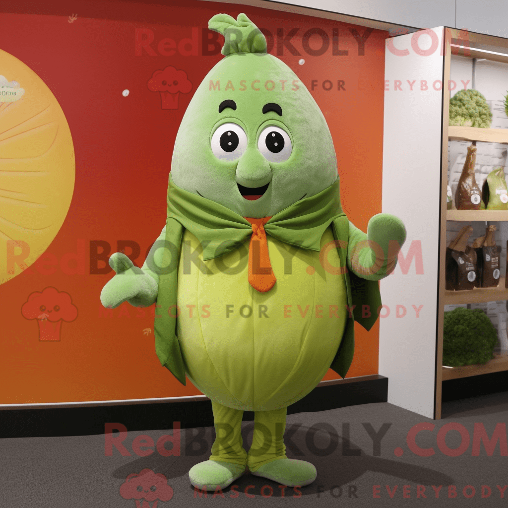 REDBROKOLY mascot character of a Olive Melon dressed with a Vest and ...