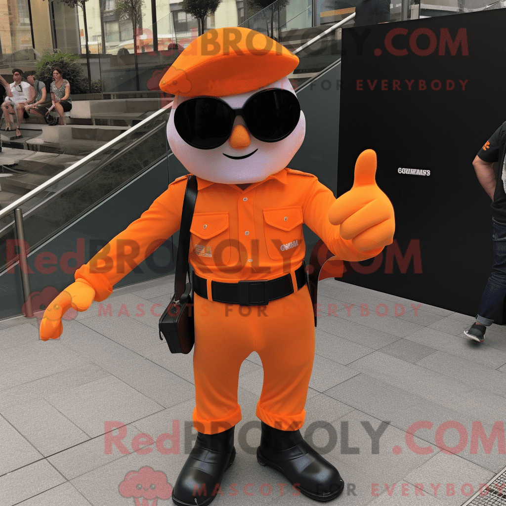 REDBROKOLY mascot character of a Orange Para Commando dressed with a ...