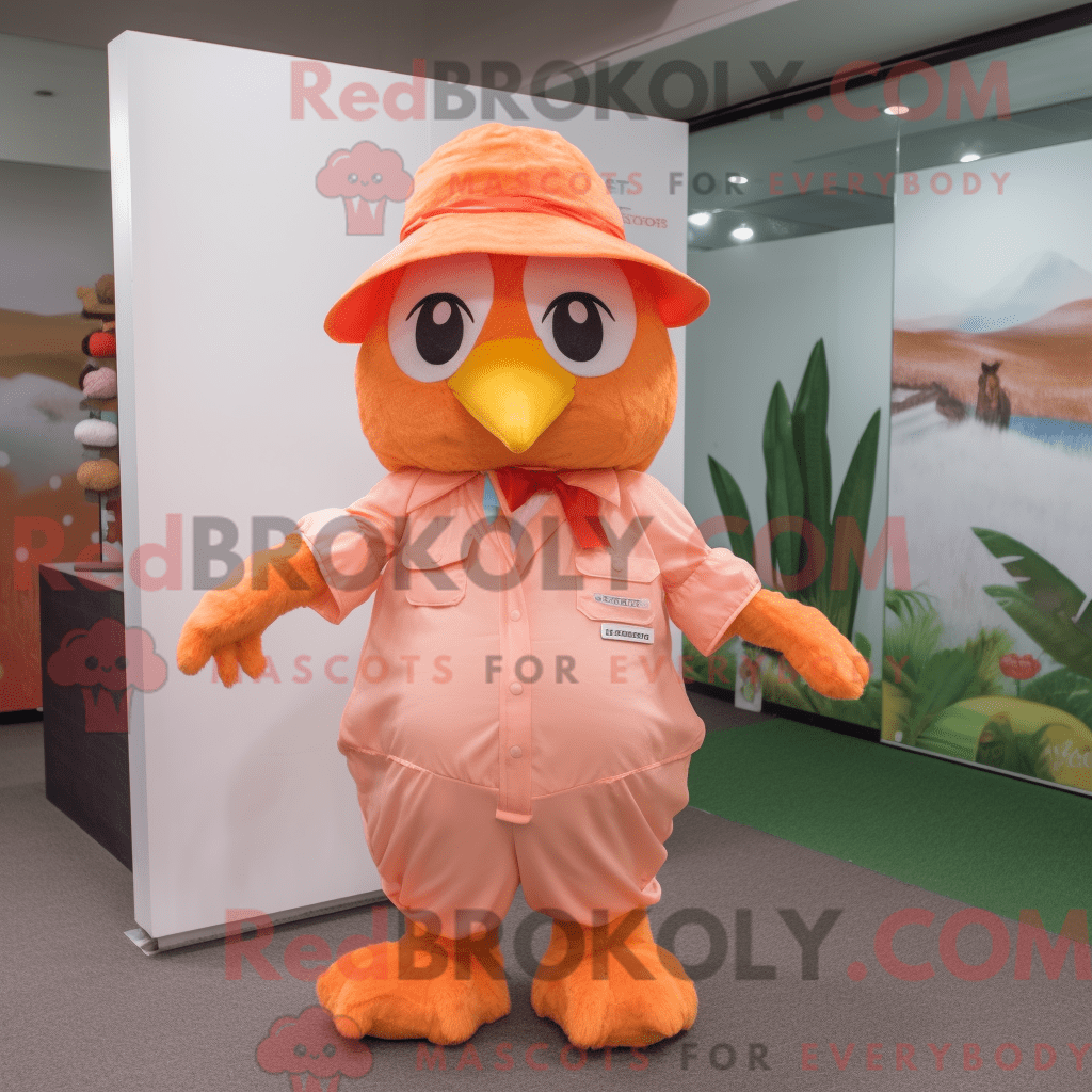 REDBROKOLY mascot character of a Peach Fried Chicken dressed with a ...