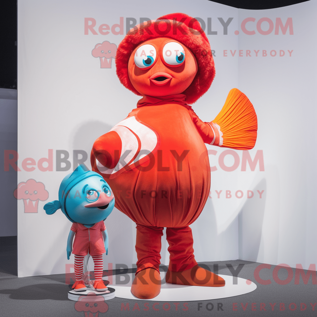 REDBROKOLY mascot character of a Red Clown Fish dressed with a Capri ...