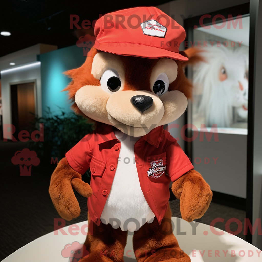REDBROKOLY mascot character of a Red Skunk dressed with a Poplin Shirt ...