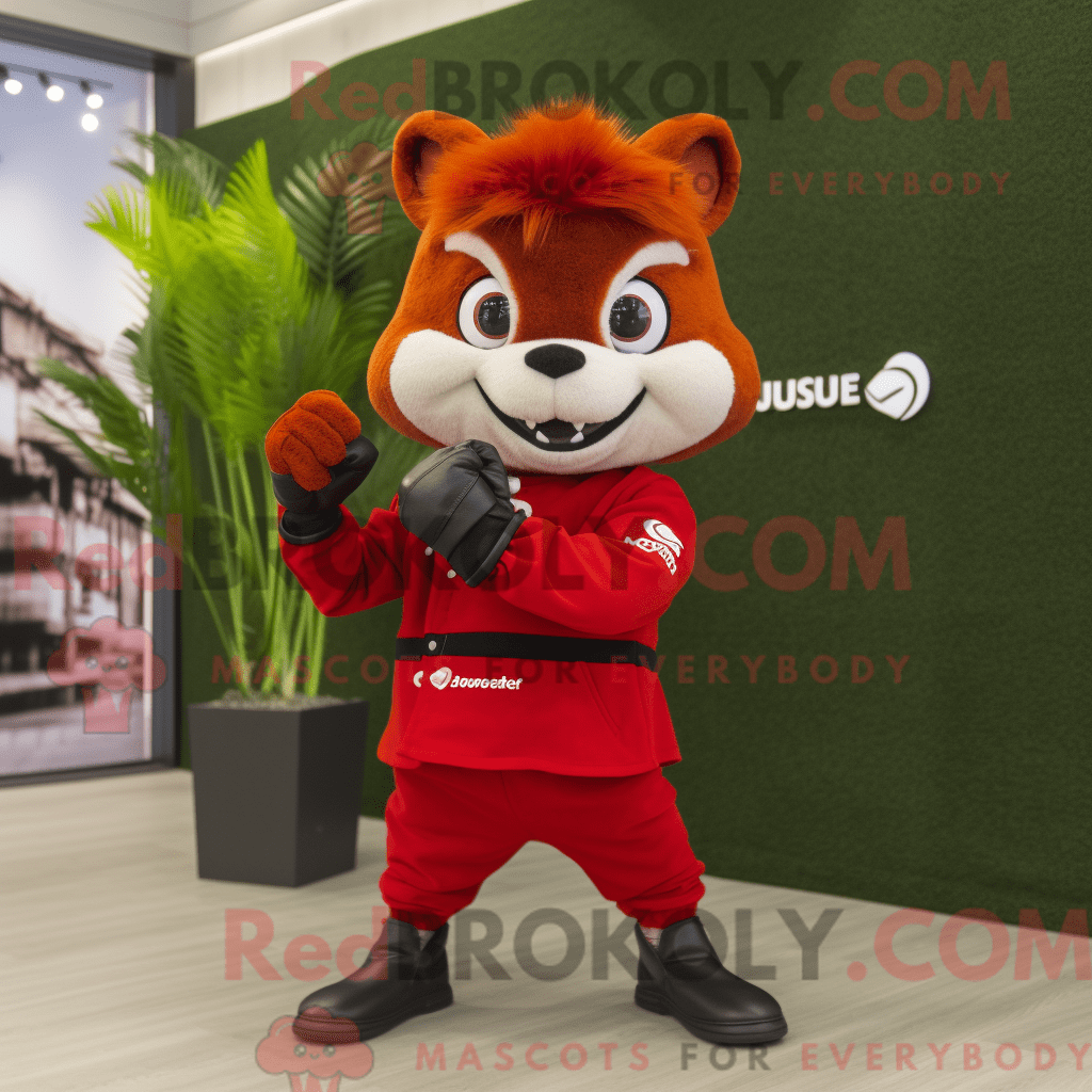 REDBROKOLY mascot character of a Red Skunk dressed with a Trousers and ...