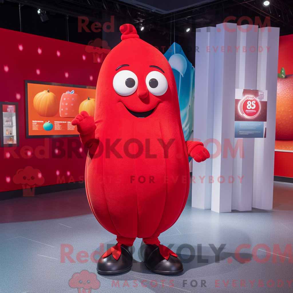 REDBROKOLY mascot character of a Red Squash dressed with a Shift Dress ...