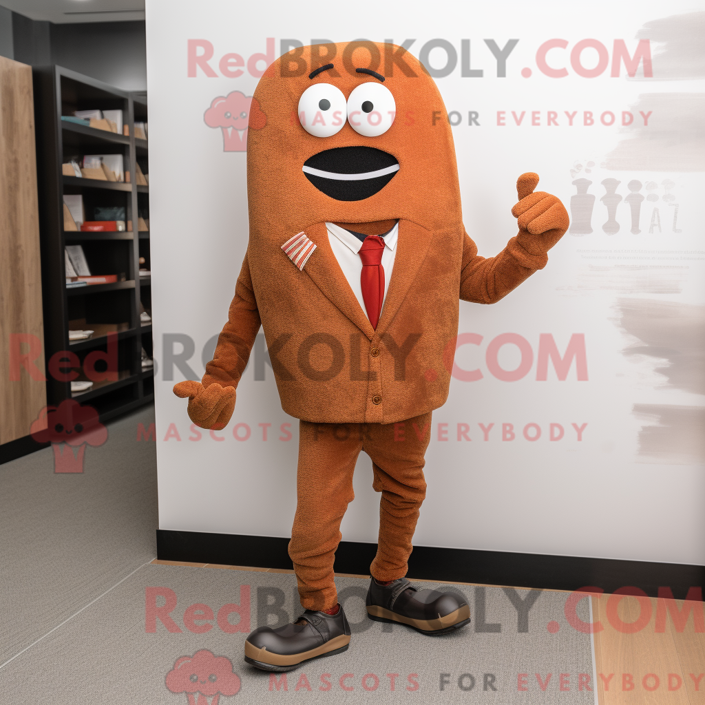 REDBROKOLY mascot character of a Rust Aglet dressed with a Blazer and ...