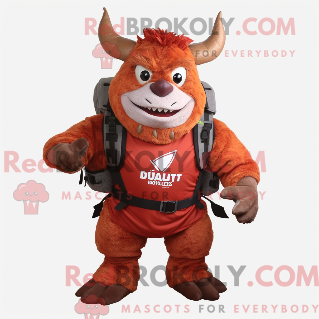 REDBROKOLY mascot character of a Rust Devil dressed with a Vest and ...