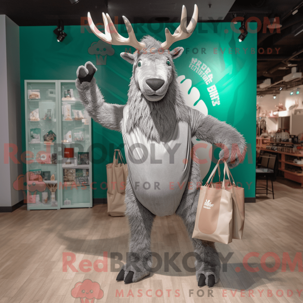 REDBROKOLY mascot character of a Silver Irish Elk dressed with a ...