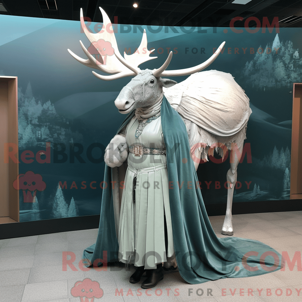 REDBROKOLY mascot character of a Silver Irish Elk dressed with a Sheath ...