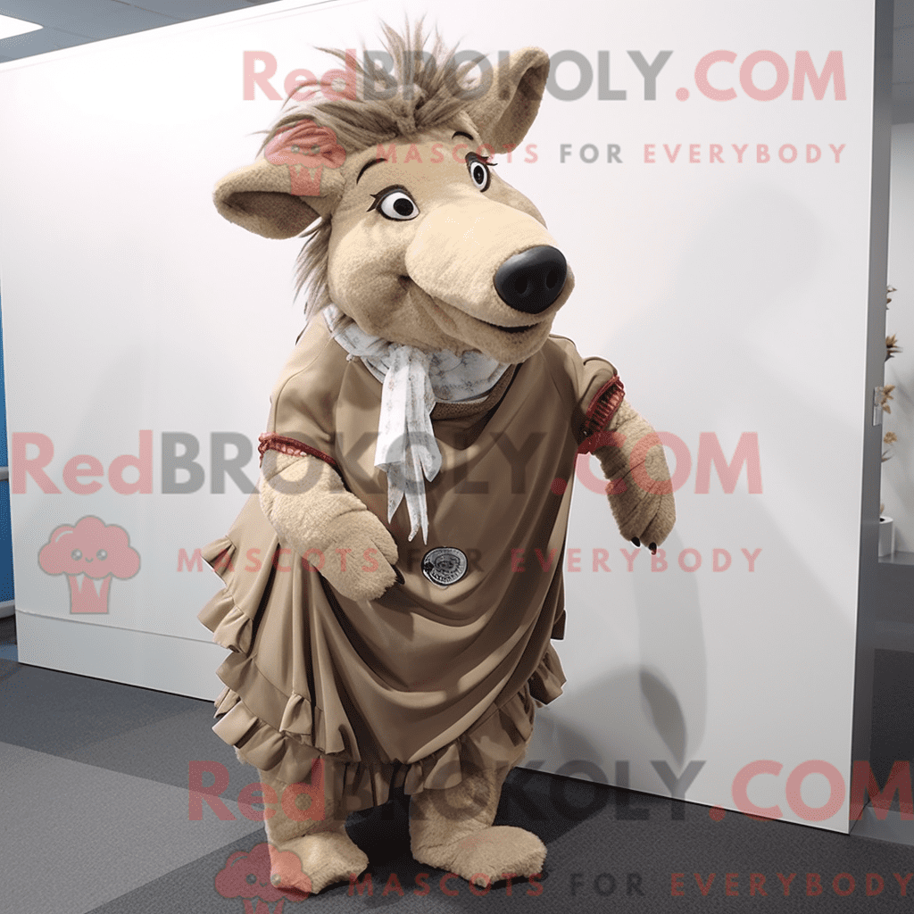 REDBROKOLY mascot character of a Tan Wild Boar dressed with a A-Line ...