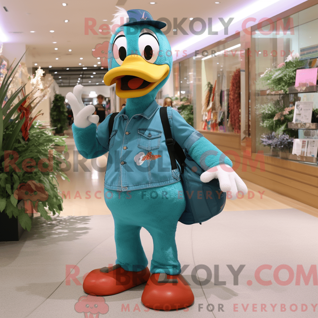 REDBROKOLY mascot character of a Teal Goose dressed with a Flare Jeans ...