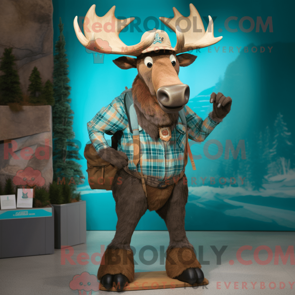 REDBROKOLY mascot character of a Turquoise Irish Elk dressed with a ...