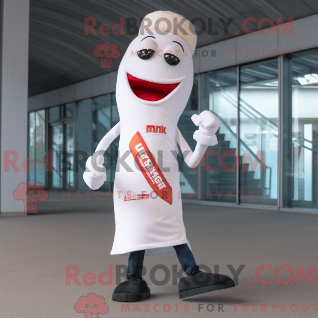 REDBROKOLY mascot character of a White Currywurst dressed with a ...