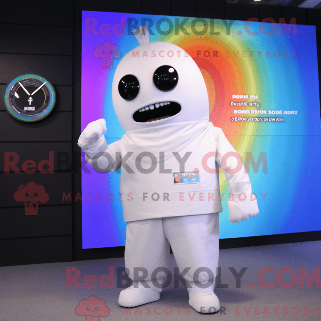 REDBROKOLY mascot character of a White Rainbow dressed with a Bodysuit ...