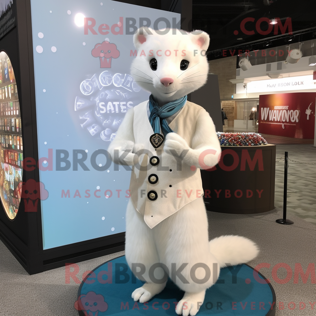 REDBROKOLY mascot character of a White Weasel dressed with a Waistcoat and Coin purses - Walmart.com